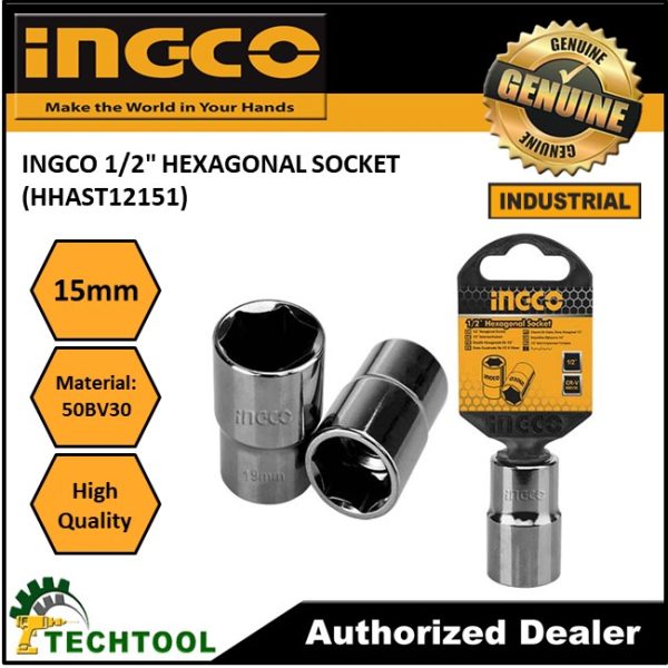 Ingco 1/2″ 15mm Hexagonal Socket – Trinidad Home Improvement Store